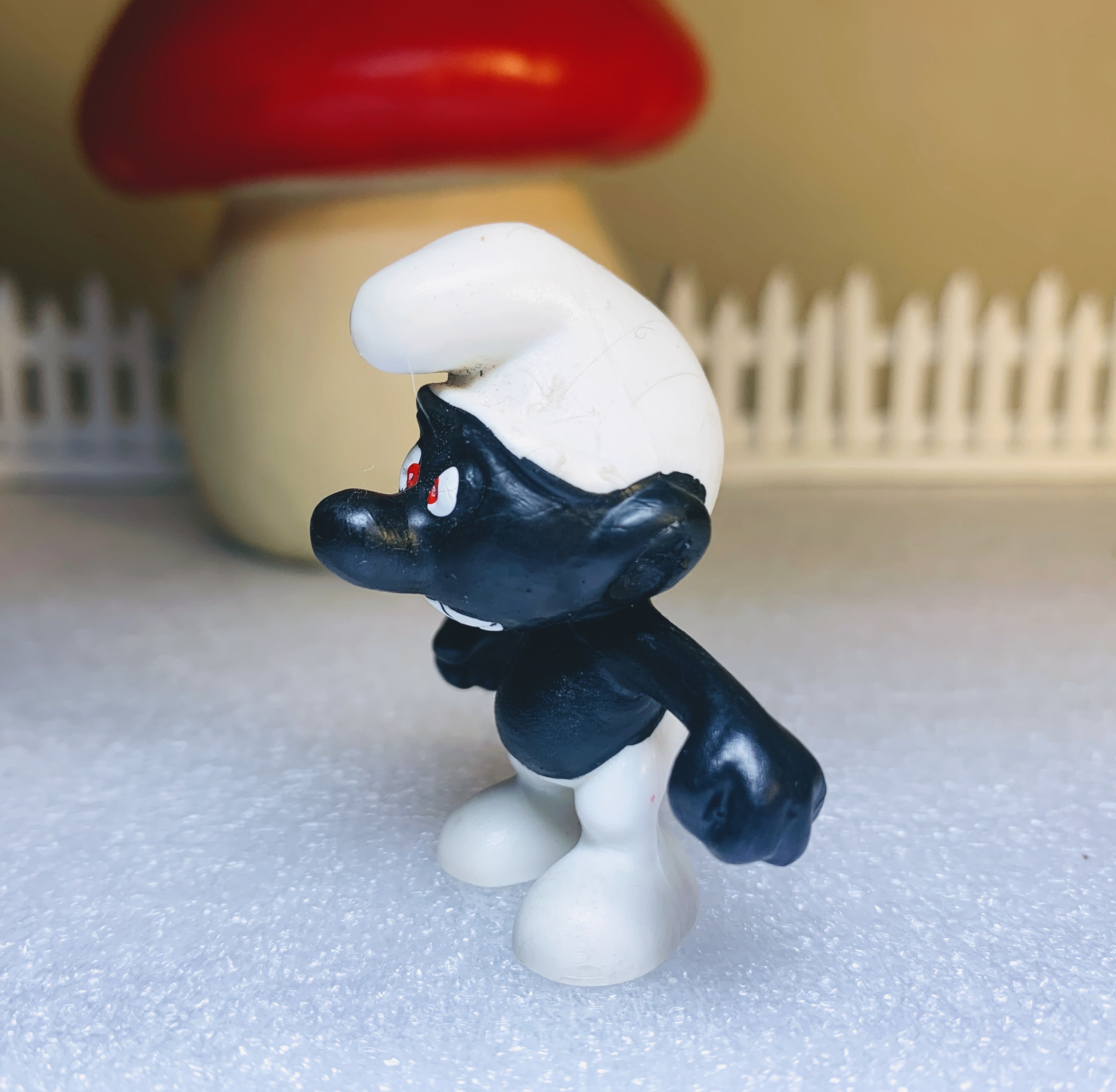 Very Rarevintage Smurfs Figure20007 Angry Smurf Black - Etsy