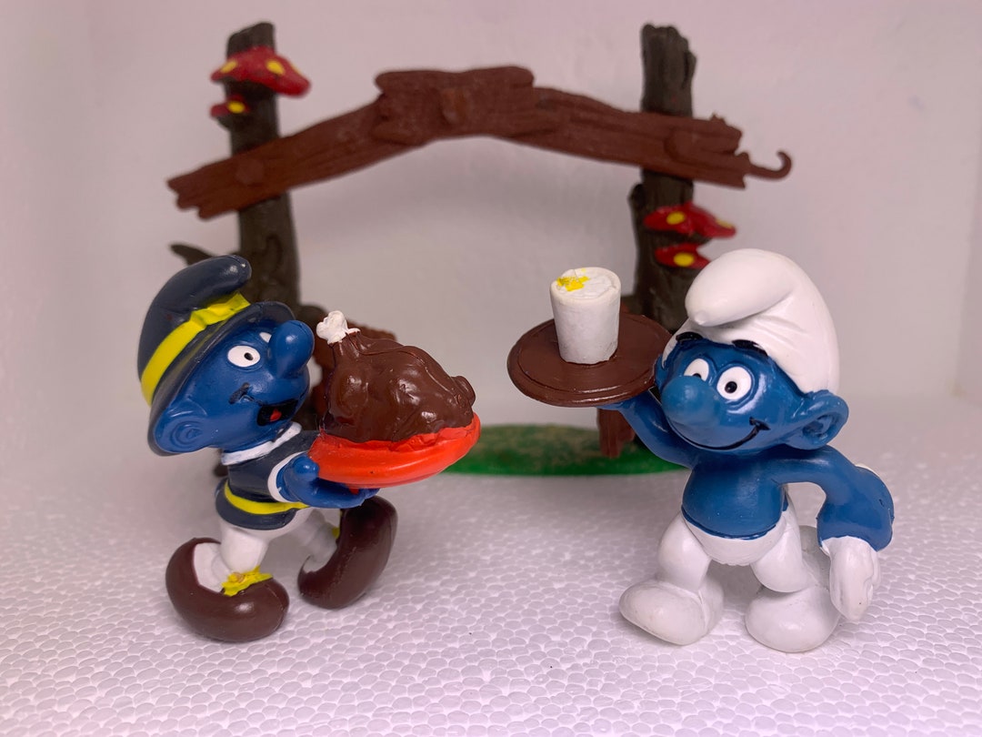 F&B-0202 Unique Set of 2 Pre-owned Vintage Smurf Figures Schleich 20177 ...