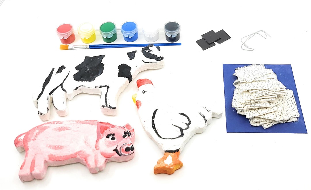 Craft Kit – DIY Fridge Magnets - Farm Friends - Pig, Chicken, Cow ...