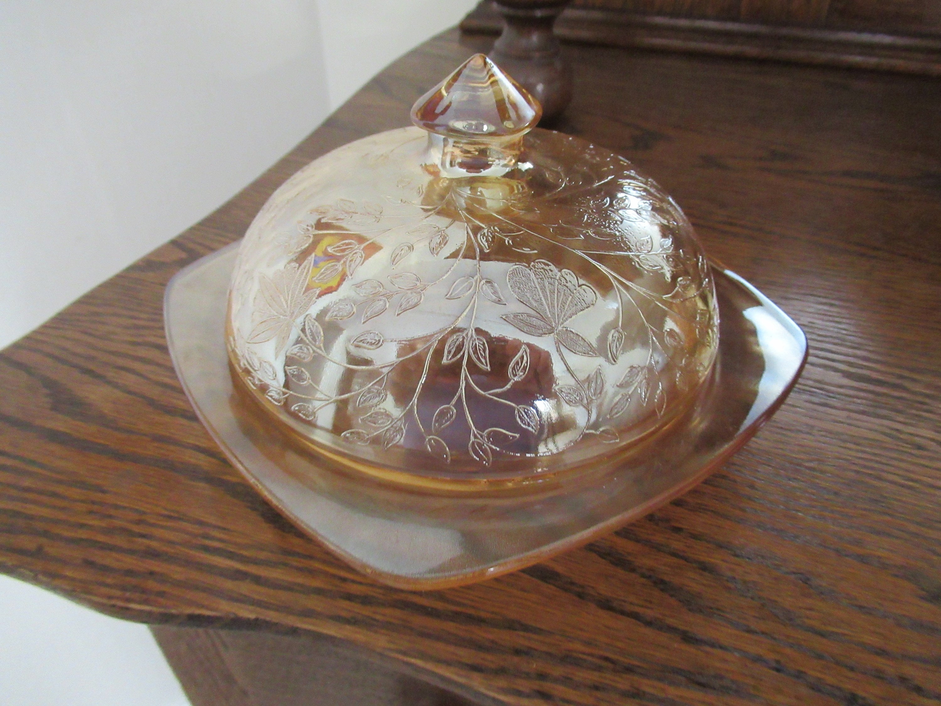 Jeanette Glass Floragold Square Butter Dish With Cover - Etsy