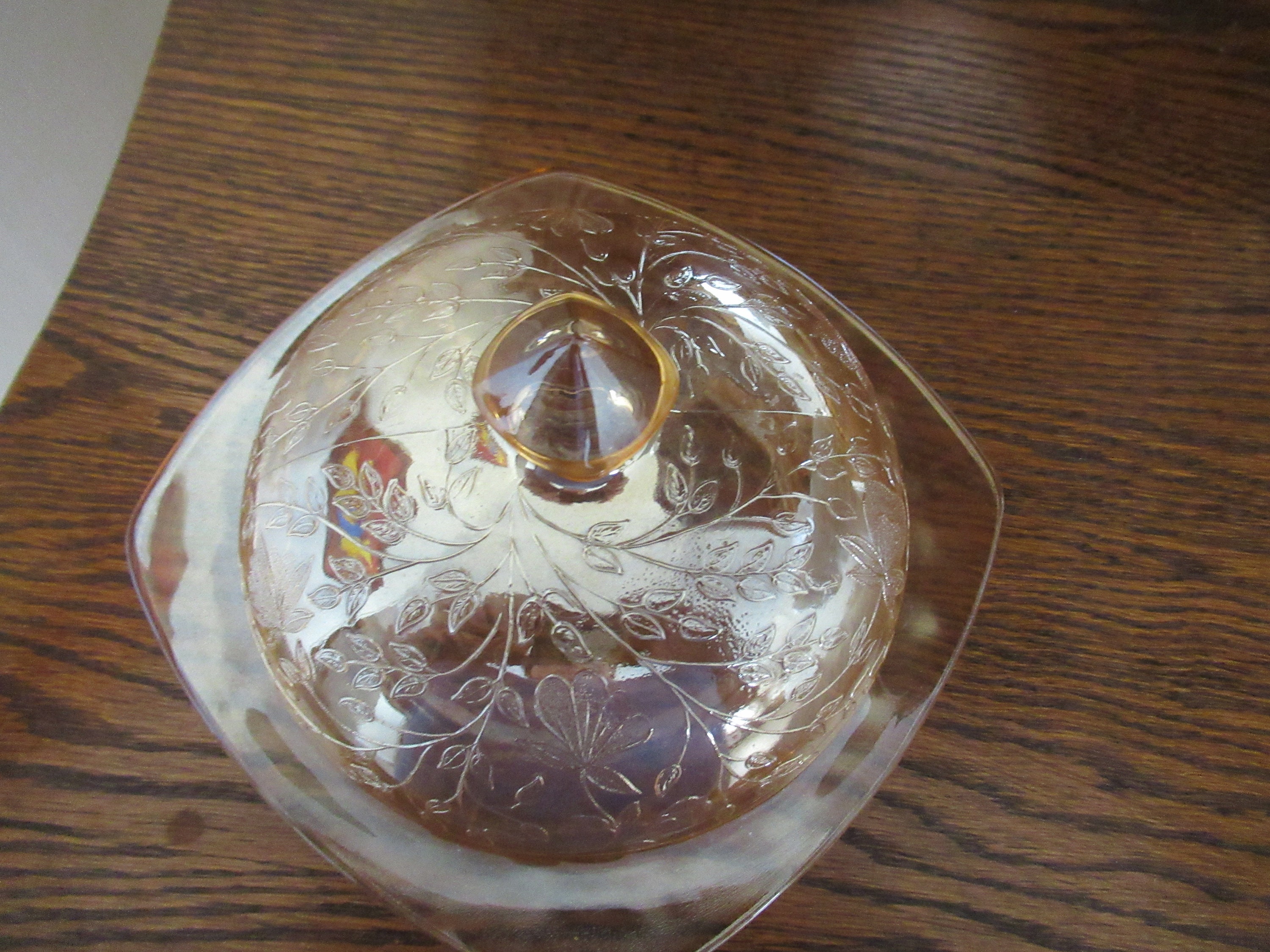 Jeanette Glass Floragold Square Butter Dish With Cover - Etsy