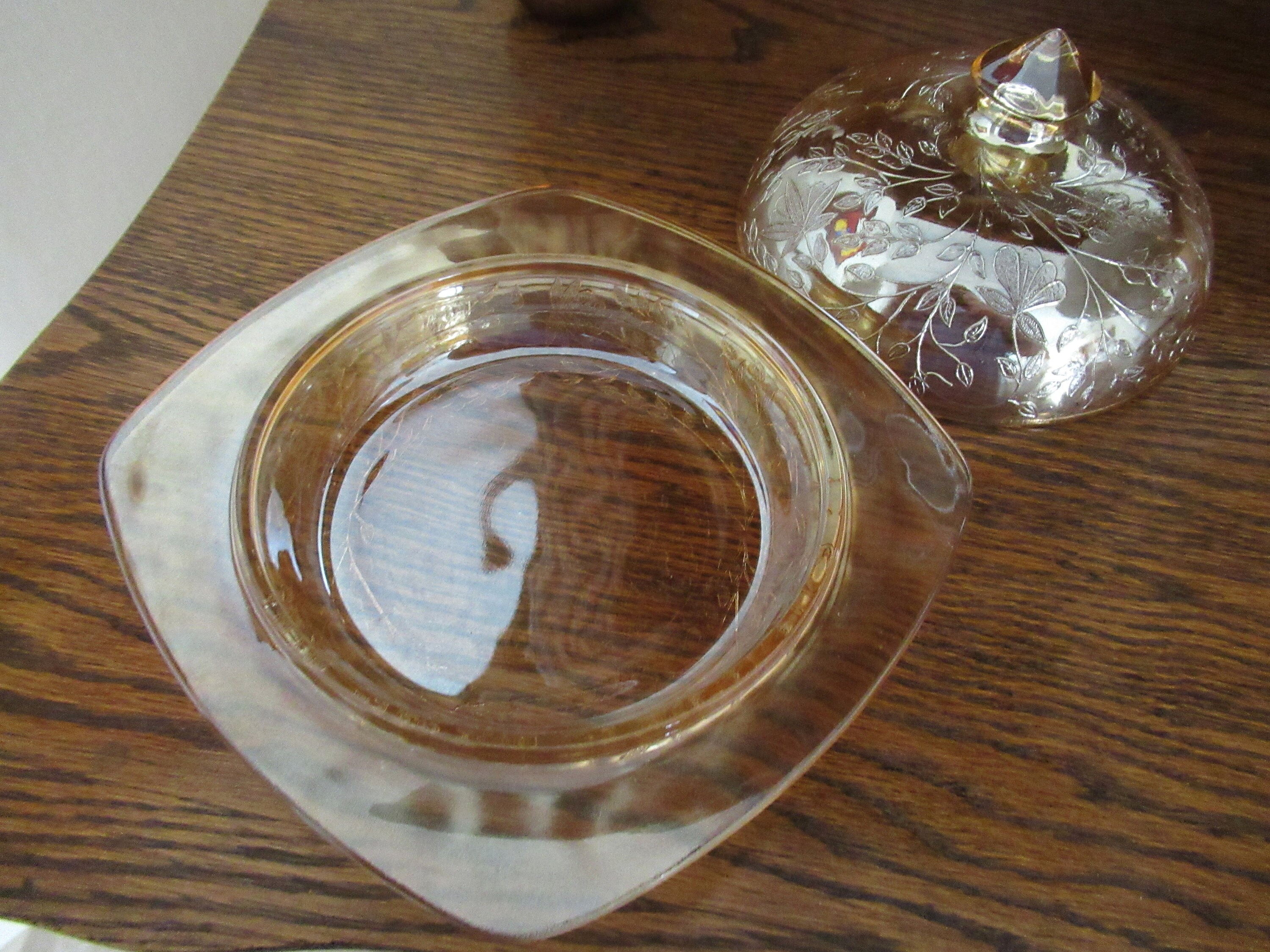 Jeanette Glass Floragold Square Butter Dish With Cover - Etsy