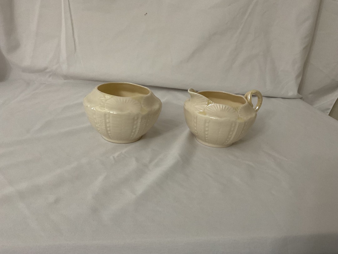 Belleek Shell Pattern Cream and Sugar Set - Etsy