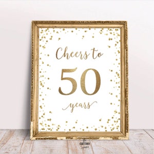 Cheers to 50 Years Sign, 50th Anniversary Gift, Confetti Cheers to 50 ...