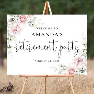 Blush Pink Retirement Party Welcome Sign, Retirement Brunch Sign ...