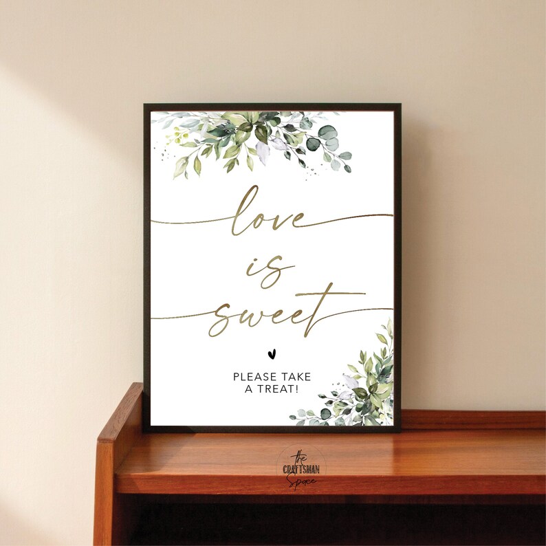 Greenery Love is Sweet Sign, Modern Love is Sweet, Love is Sweet Please ...