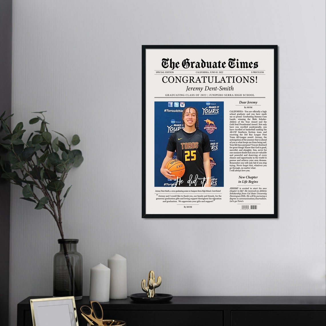 Graduate Printable Newspaper Keepsake Graduation Gift for - Etsy