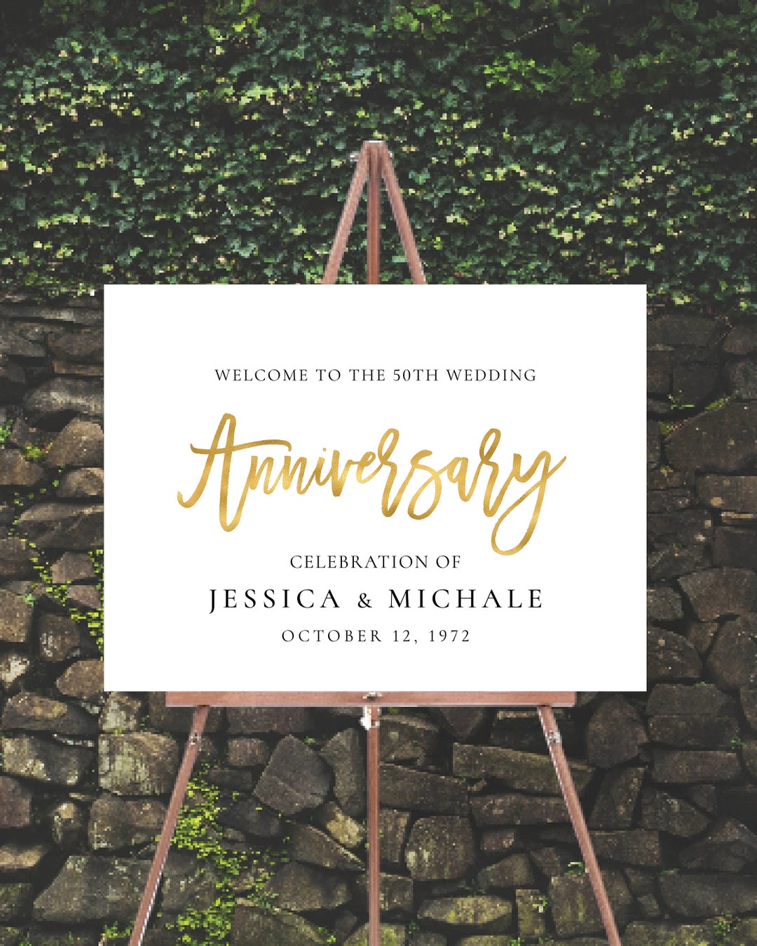 Wedding Anniversary Welcome Sign, Modern Anniversary Sign, Happy ...