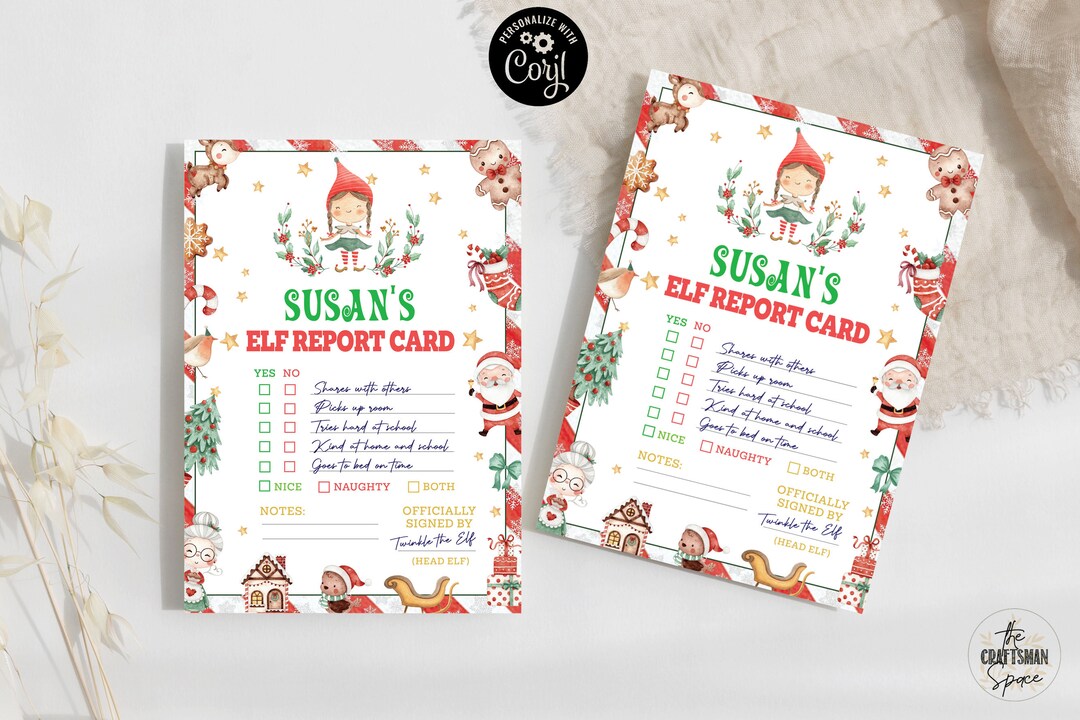 Christmas Elf Report Card, Elf Santa Naghty or Nice Report, Elf Visit ...