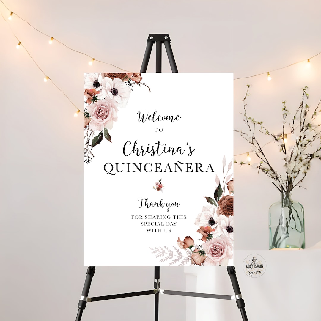 Silk Floral Quinceañera Welcome Sign, Quinceanera Sign, Quinceanera ...
