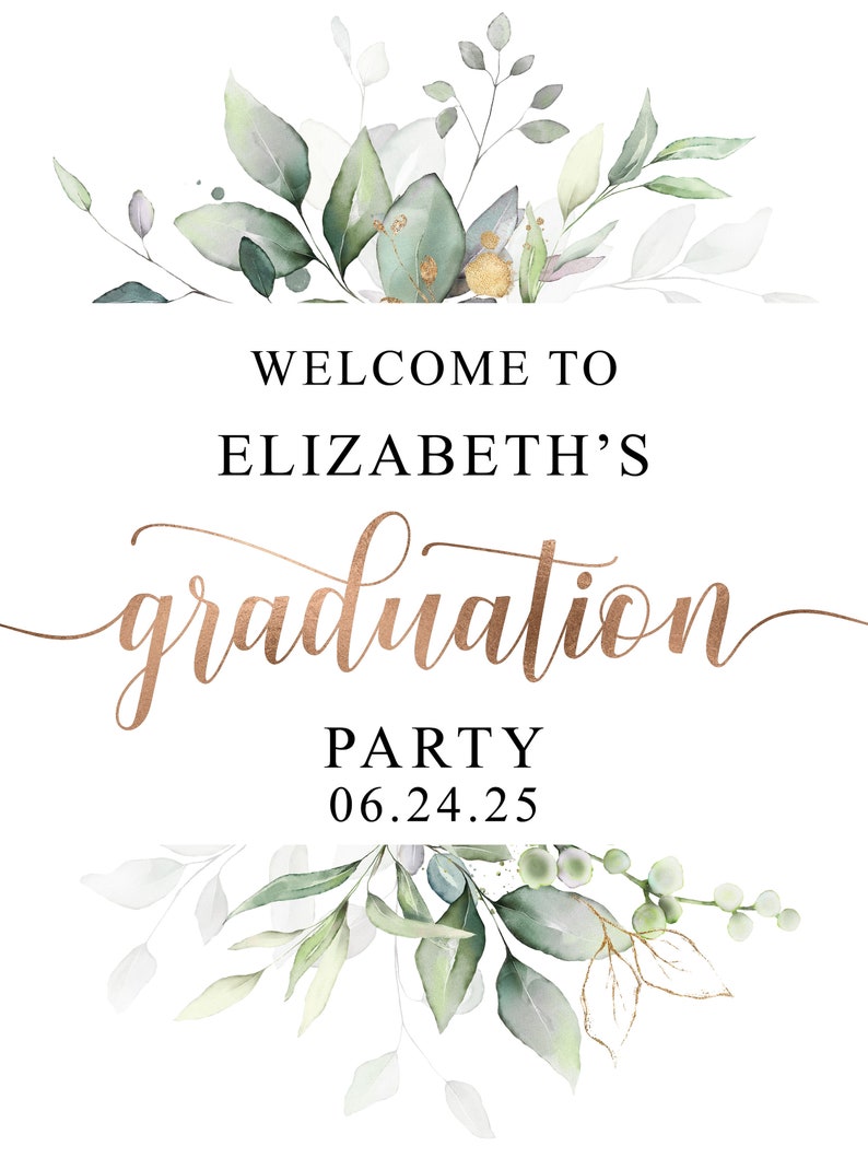 Custom Graduation Party Welcome Sign Botanical Welcome Grad | Etsy