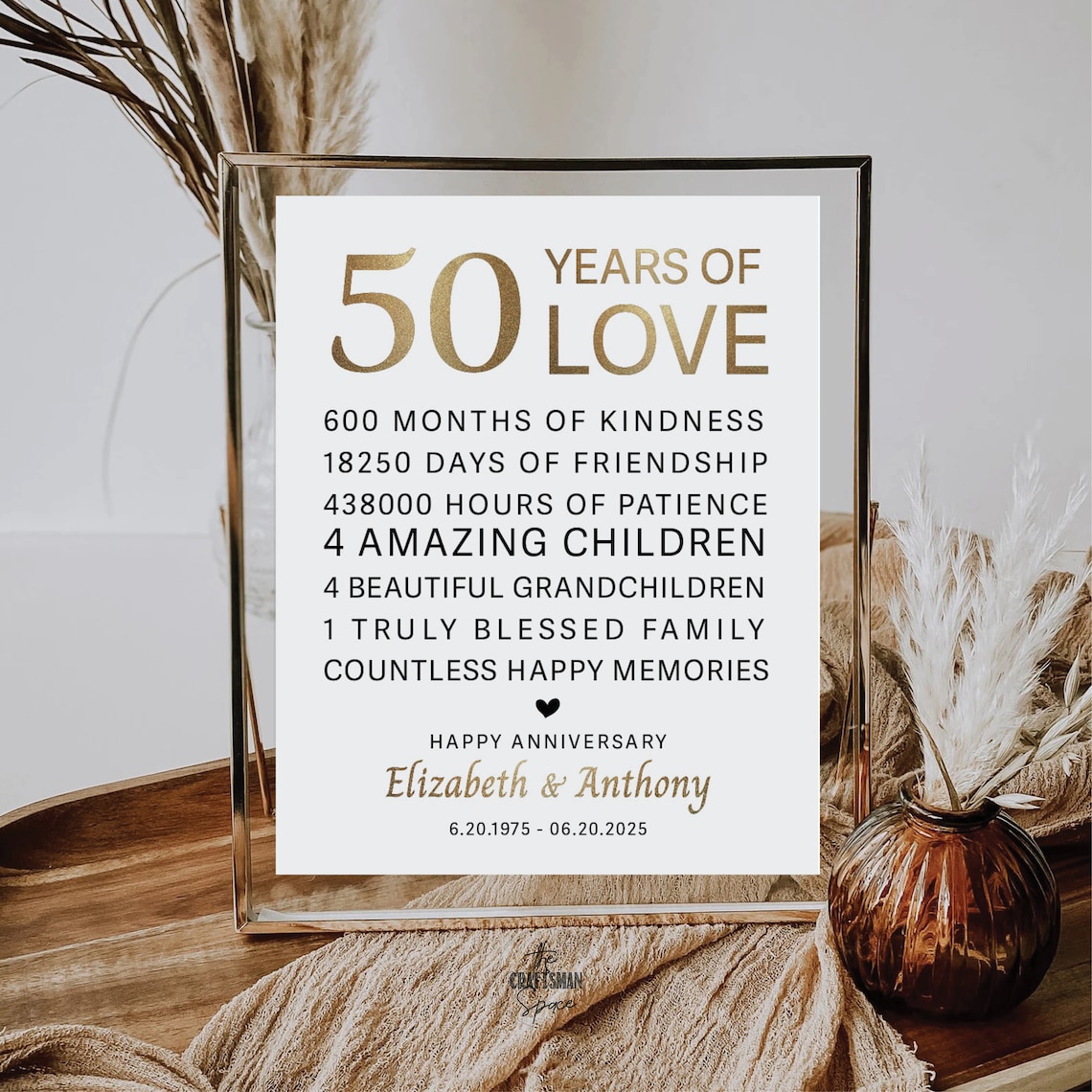 50 Years of Love Sign 50th Anniversary Gift Gold 50th - Etsy