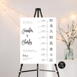 Modern Wedding Timeline Welcome Sign, Minimalist Order of Events Sign ...