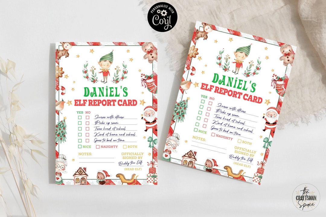 Christmas Elf Report Card, Elf Santa Naghty or Nice Report, Elf Visit ...