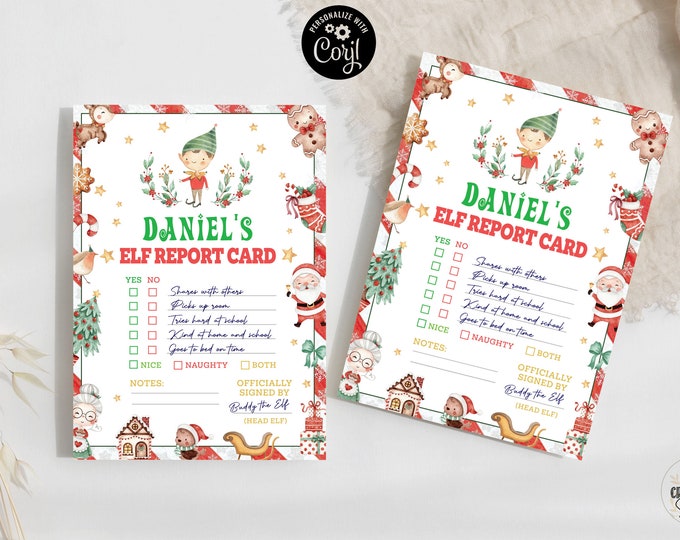 Editable Elf Report Card, Official Elf Report, Christmas Elf, Printable ...