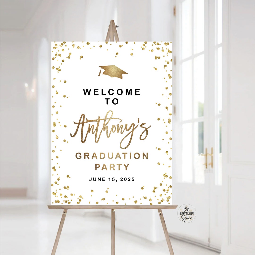 Graduation Party Welcome Sign, Golden Graduation Decoration, Graduation ...