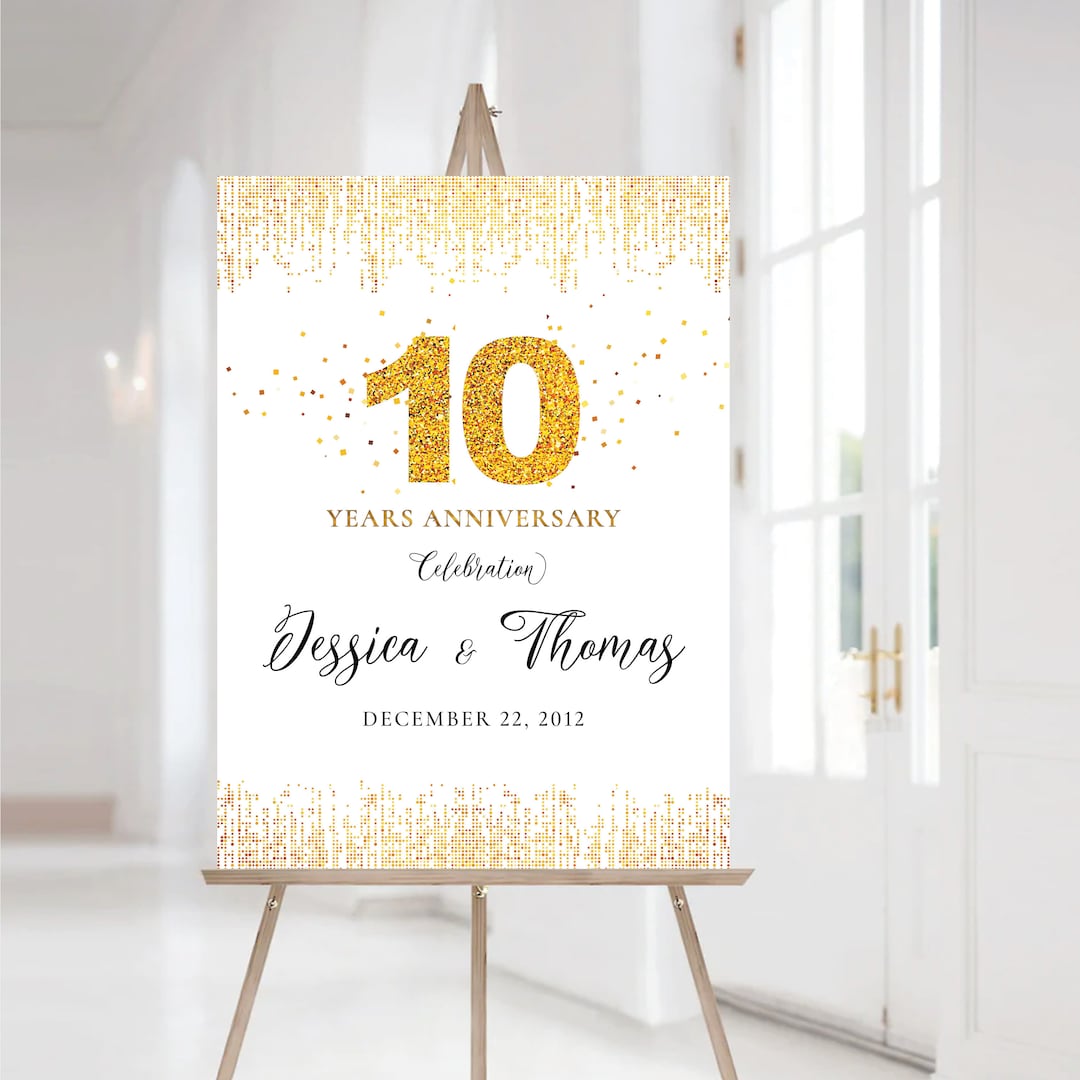 10 Years Anniversary Sign, Minimalist 10th Anniversary Sign, 10th ...