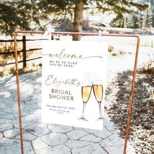 Boho Bridal Shower Welcome Sign: Minimalist Champagne Brunch Poster ...