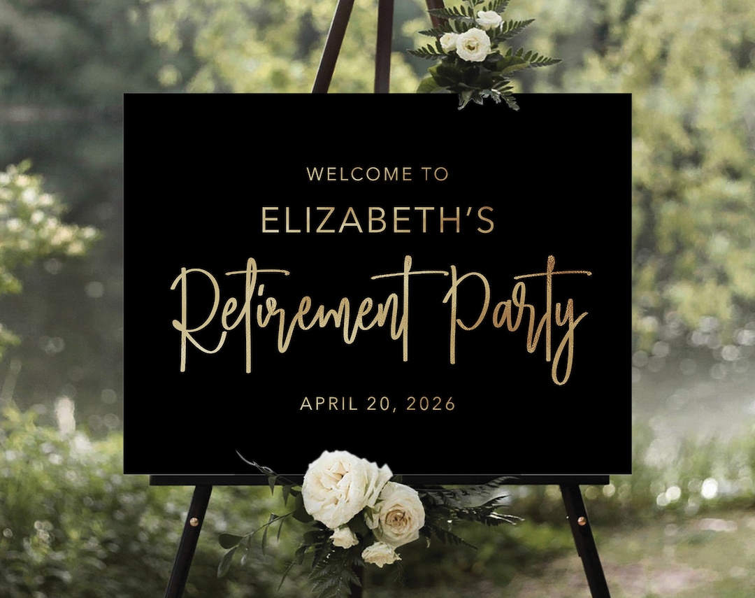 Minimalist Retirement Party Welcome Sign, Black Retirement Welcome Sign ...