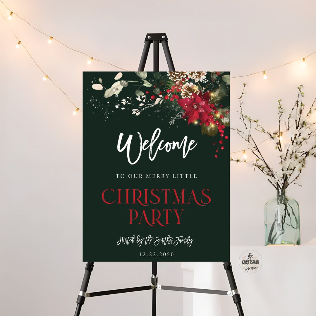 Christmas Party Welcome Sign, Christmas Welcome Poster, Printable ...