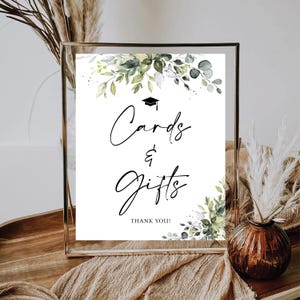 Greenery Graduation Party Cards and Gifts Sign, Botanicals Graduation ...