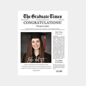 Graduate Printable Newspaper Keepsake, Graduation Gift for Her ...