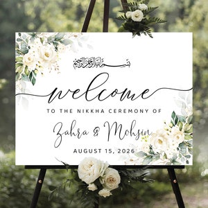 White Roses Nikkah Wedding Welcome Sign, Nikkah Wedding Decoration ...