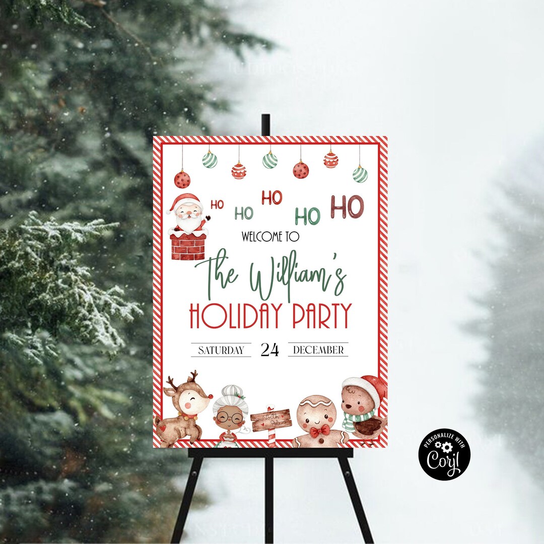 Holiday Party Welcome Sign, Christmas Dinner Sign, Winter Welcome Sign ...