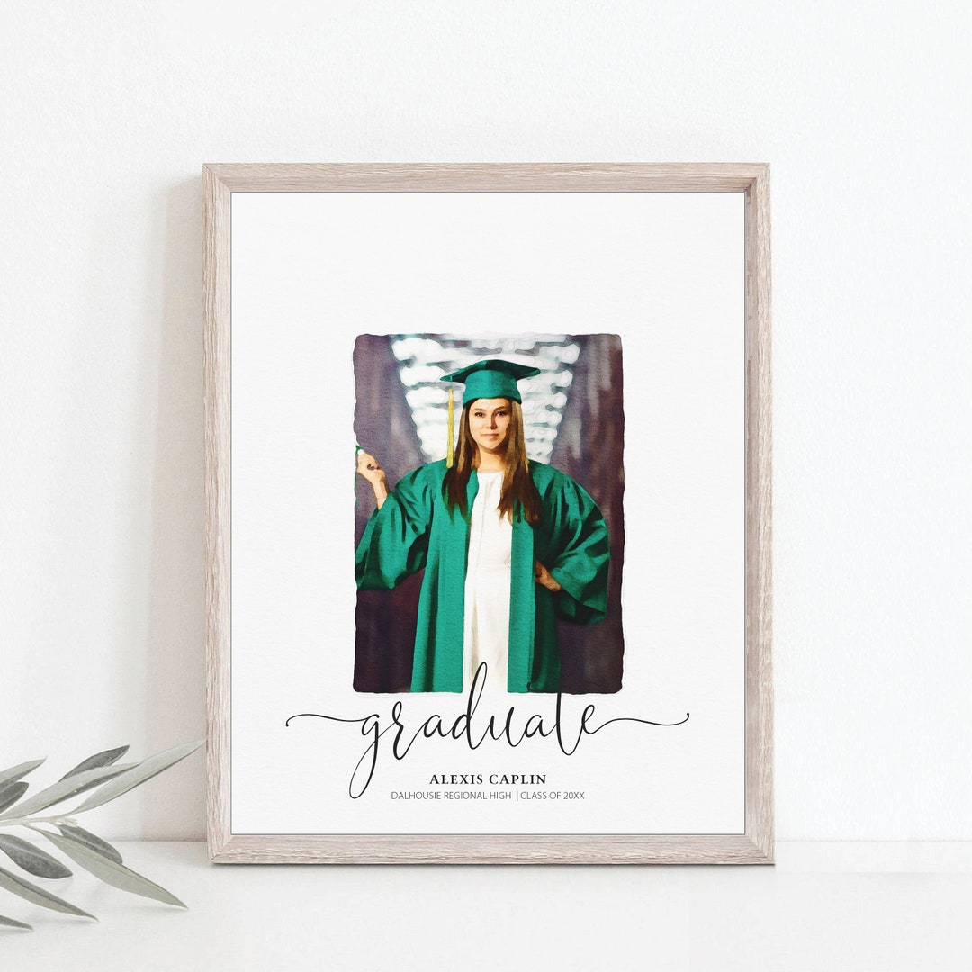 Graduate Watercolor Portrait, Graduation Announcement, Invitation ...
