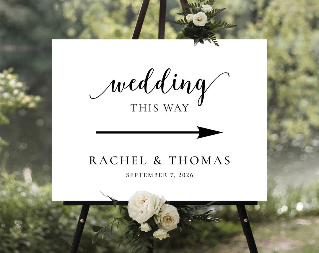 Wedding This Way Sign, Arrow Parking Sign, Custom Design, Wedding ...