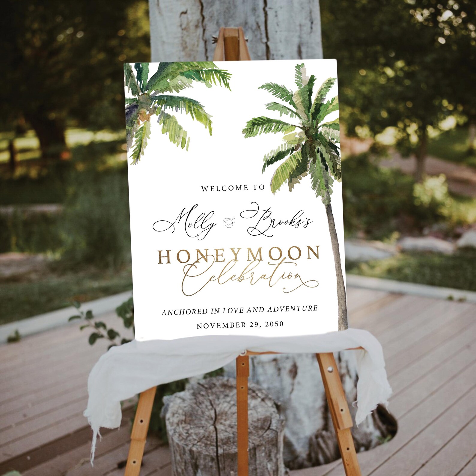Tropical Palm Wedding Welcome Sign: Honeymoon Celebration, Printable ...