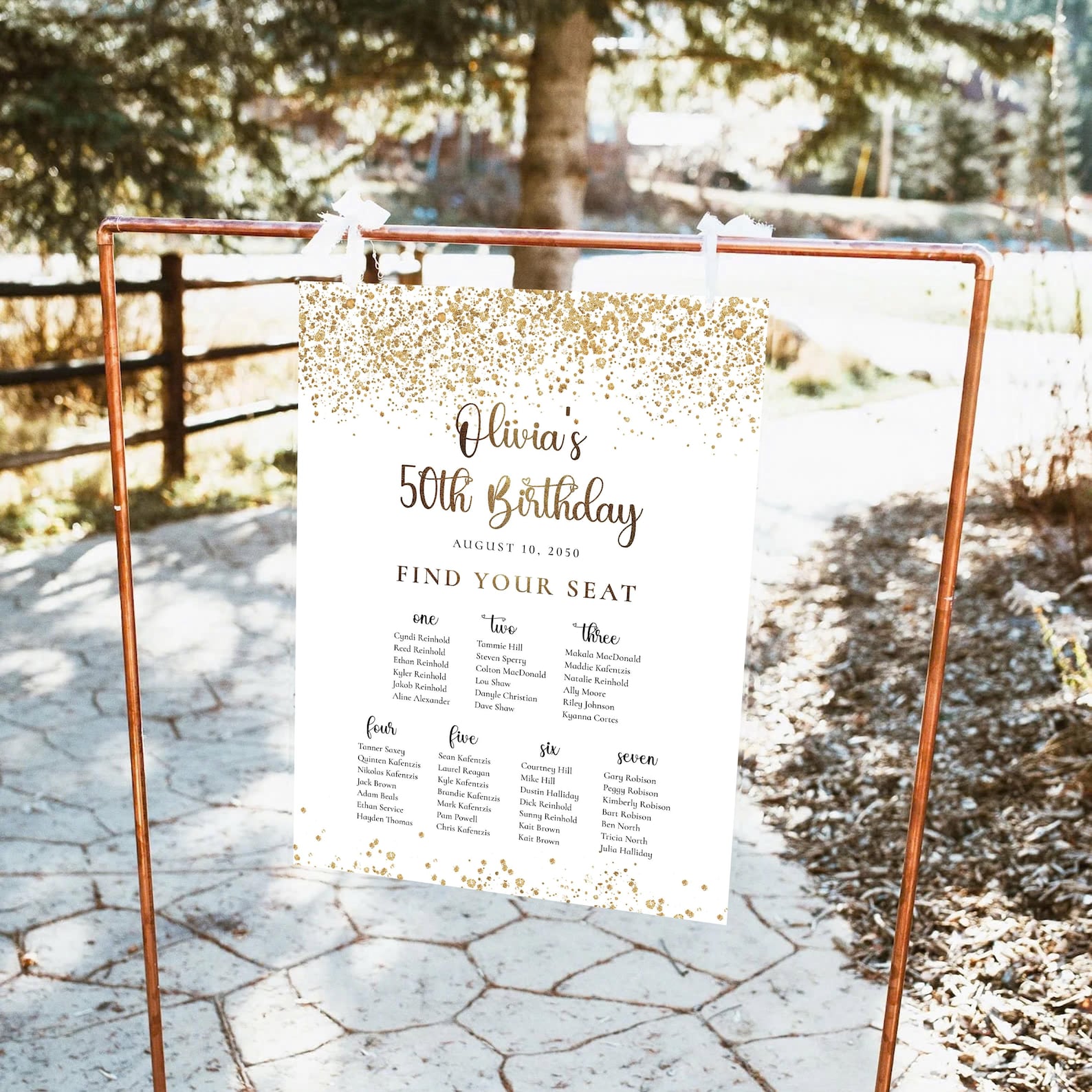 Modern 50th Birthday Seating Chart: Gold Confetti Table Plan (digital ...