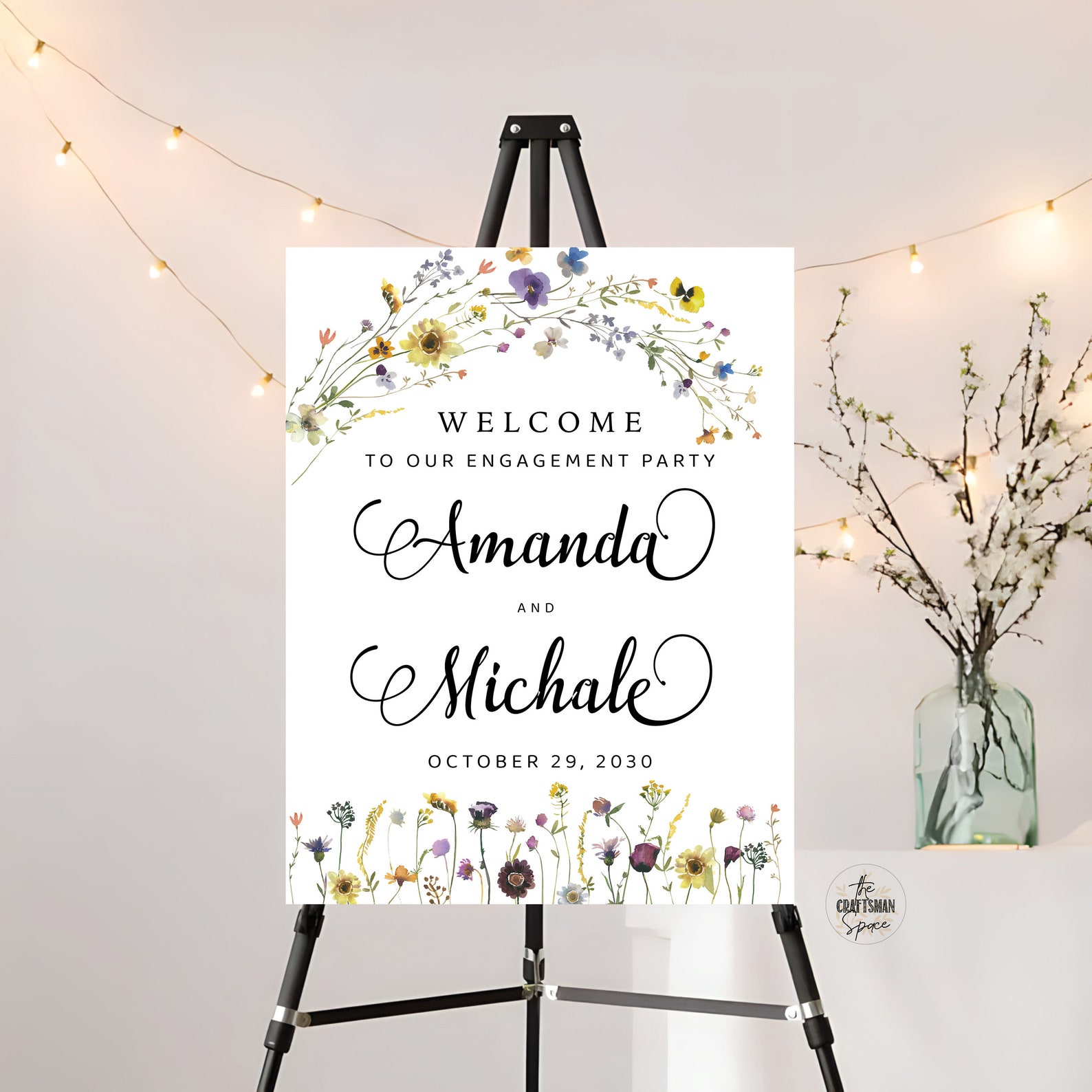 Wildflower Engagement Welcome Sign, We Are Engaged Sign, Engagement ...