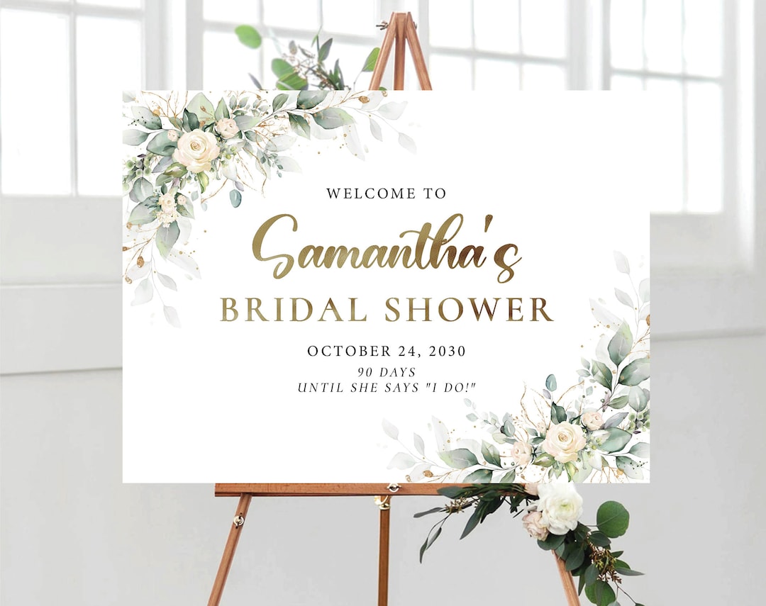 Greenery Sunny Flower Bridal Shower Sign, Bridal Brunch Shower Welcome ...
