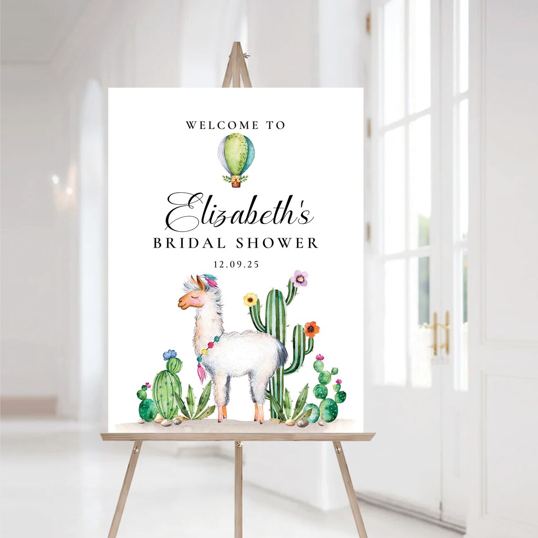 Llama and Cactus Baby Shower Welcome Sign, Llama Cactus Theme ...