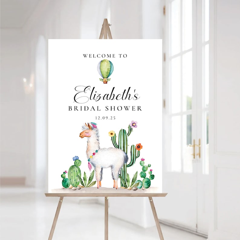 Llama and Cactus Baby Shower Welcome Sign Llama Cactus Theme - Etsy
