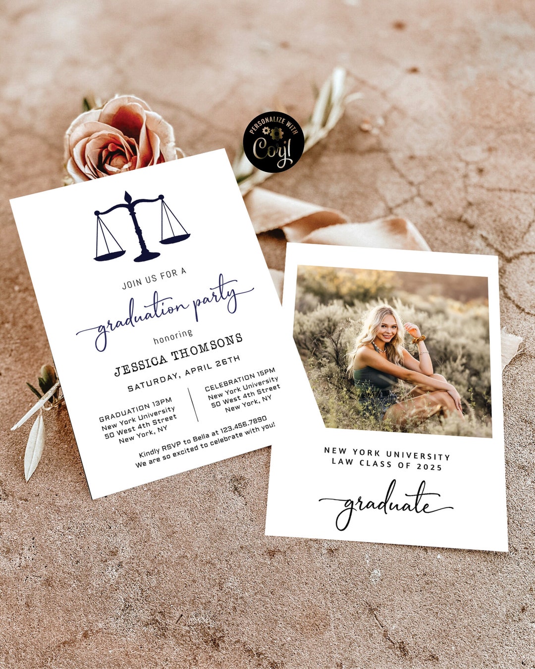 Law School Graduation Party With Photo Invitation, Paralegal Graduation ...