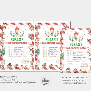 Christmas Elf Report Card, Elf Santa Naghty or Nice Report, Elf Visit ...