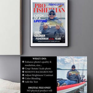 Custom Fishing Magazine Cover, Personalized Angler Funny Gift (digital ...