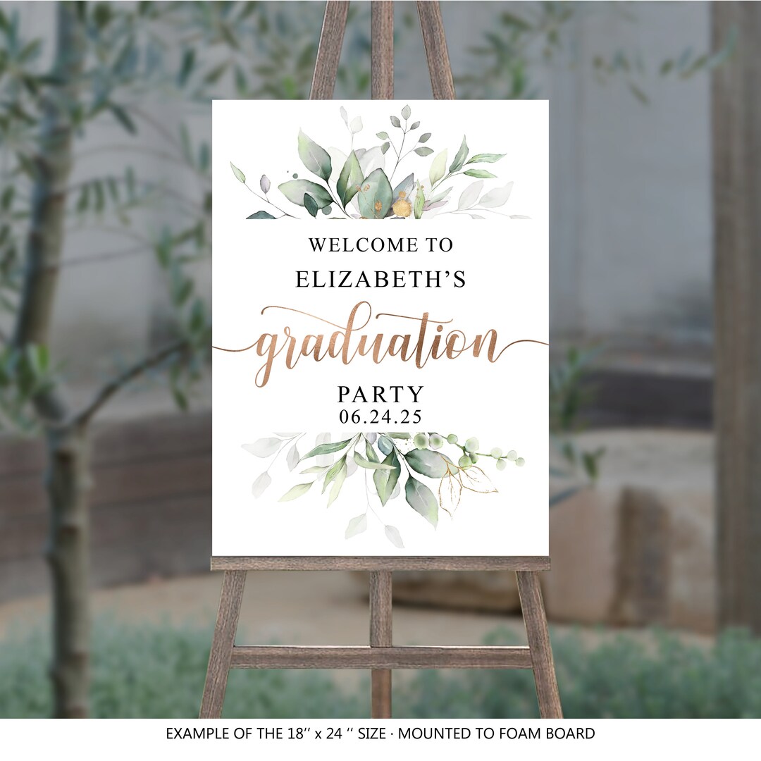 Custom Graduation Party Welcome Sign, Botanical Welcome, Grad Party ...