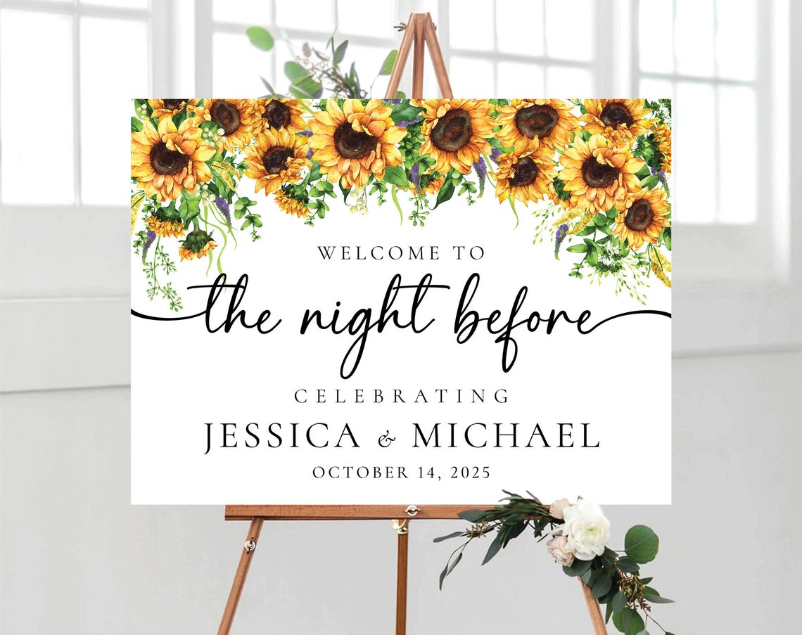 Sunflower the Night Before Sign Welcome to the Night Before - Etsy