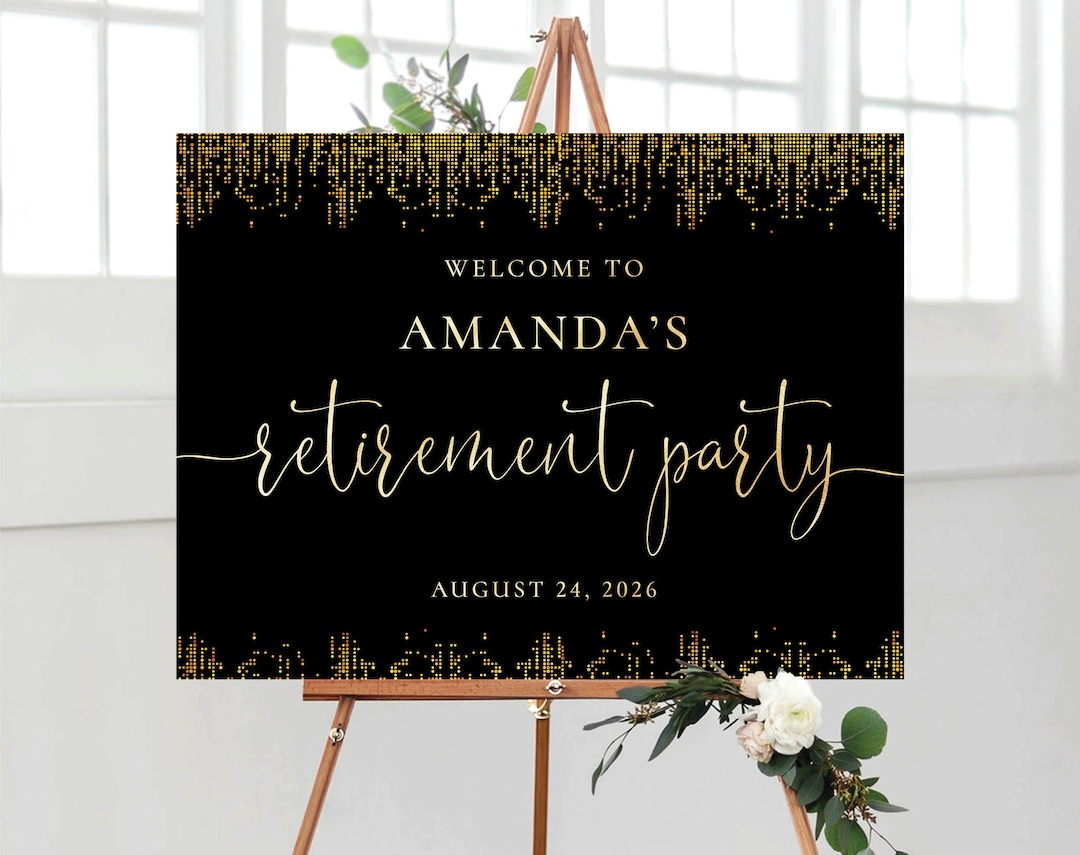 Minimalist Retirement Party Welcome Sign, Black Retirement Welcome Sign ...