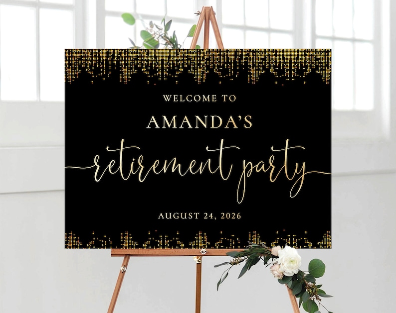 Minimalist Retirement Party Welcome Sign Black Retirement - Etsy