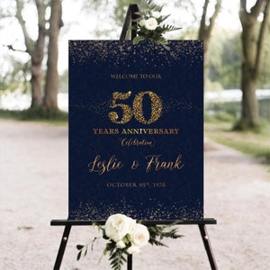 Navy Blue Anniversary Sign, 50th Anniversary Sign, Anniversary Sign ...