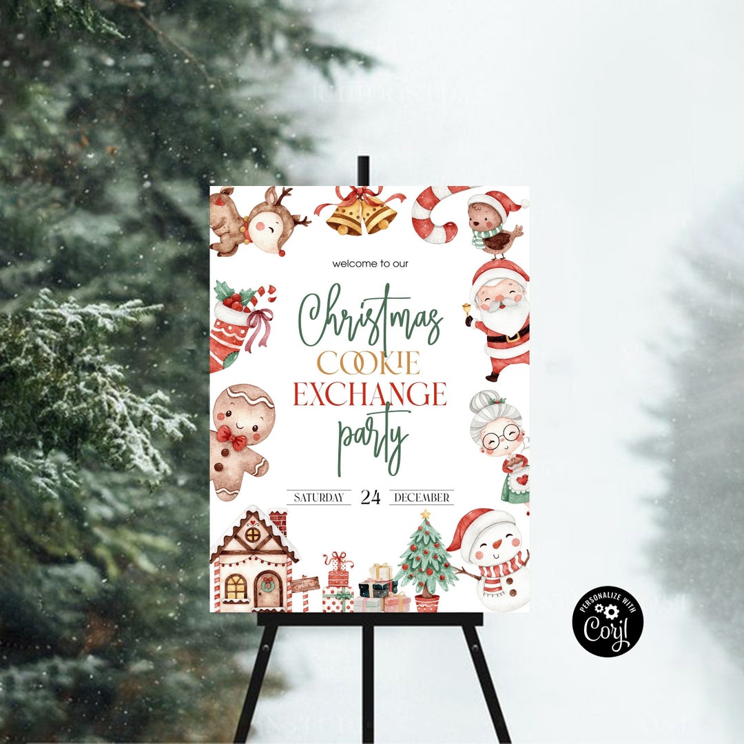 Cookie Exchange Sign, Christmas Party Welcome Sign, Holiday Welcome ...