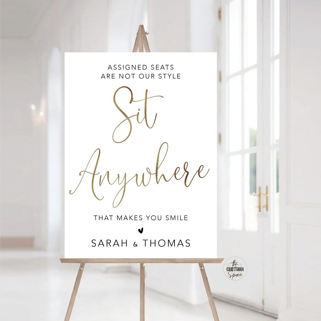 Minimalist Wedding Sit Anywhere Sign, Open Seating Sign, Printable Open ...