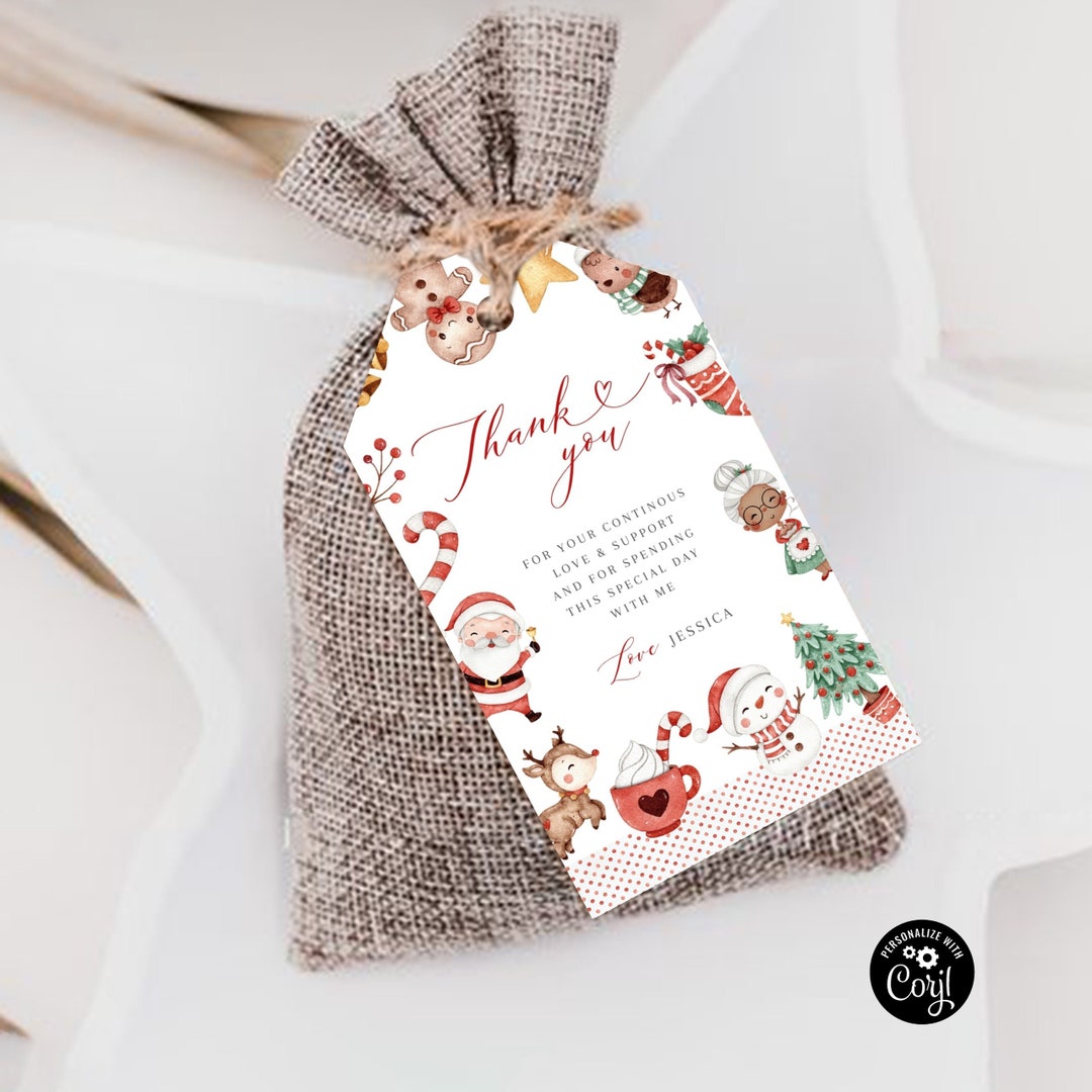 Christmas Thank You Tag, Holiday Gift Tag, Christmas Favor Tag ...