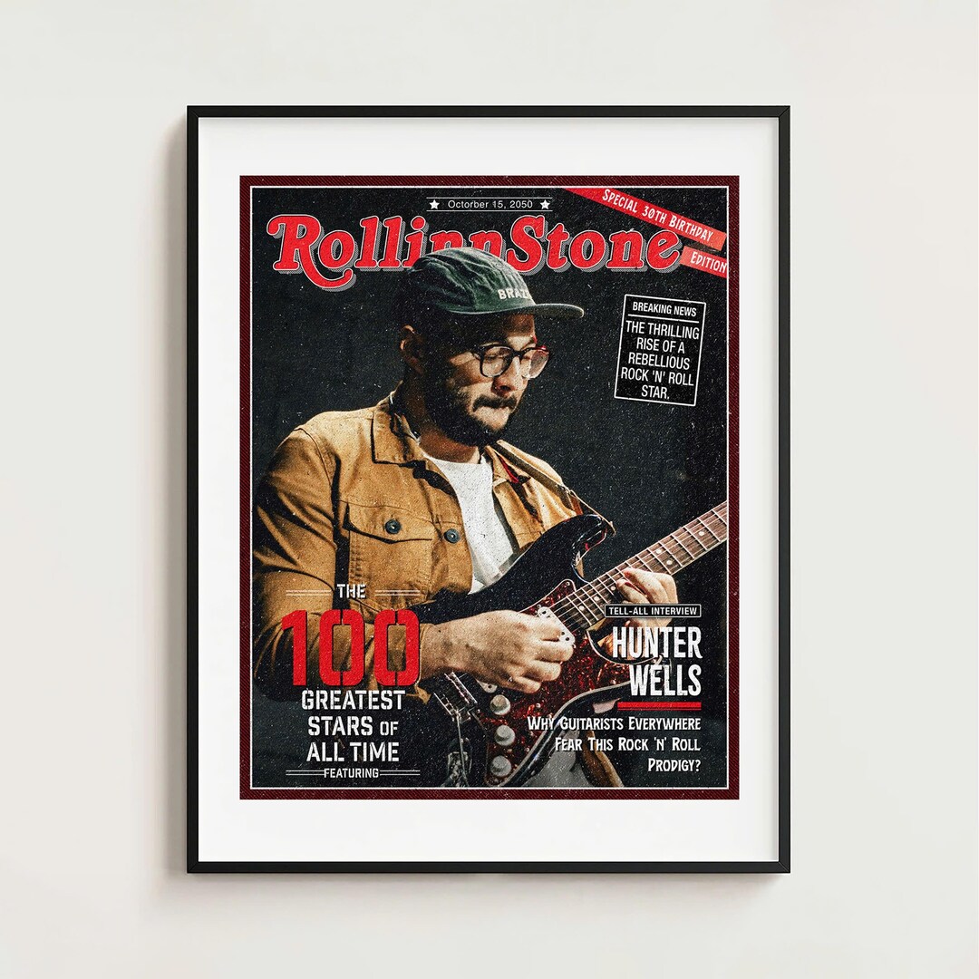 Personalized Rock Magazine Cover, Custom Music Gift, Portrait (digital ...