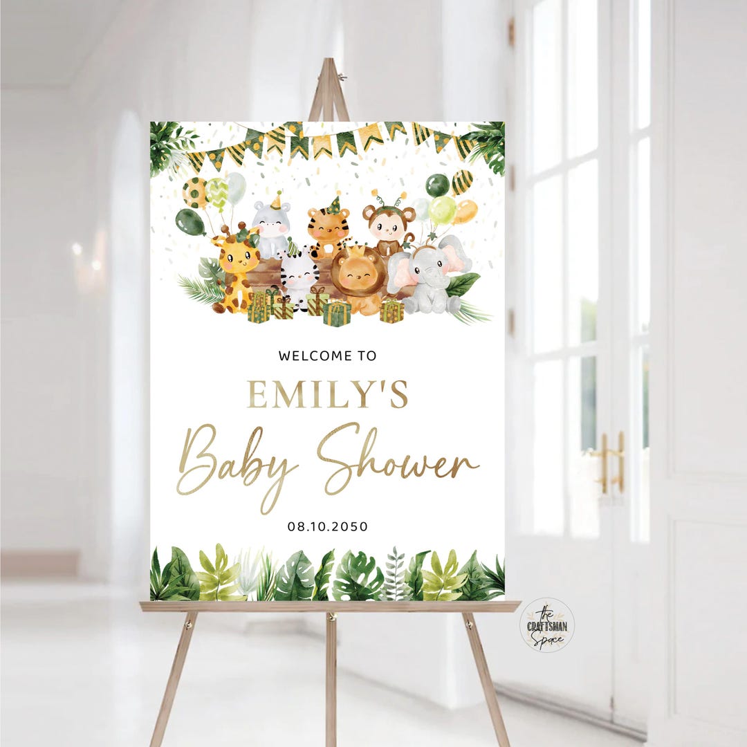 Letrero de bienvenida para baby shower de safari: Animales de la selva ...