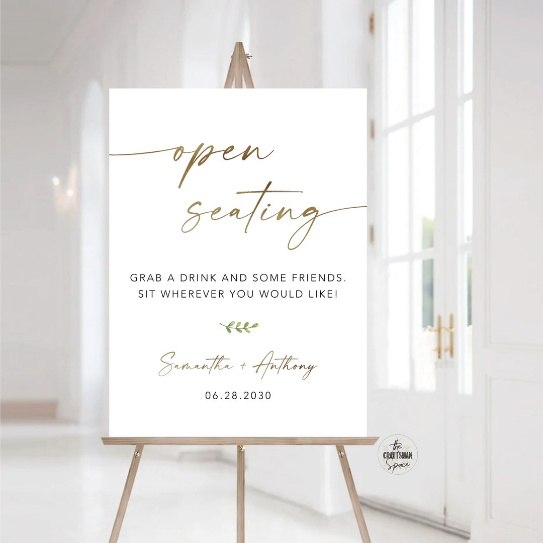 Minimalist Open Seating Welcome Sign, Modern Open Seating Sign, No ...